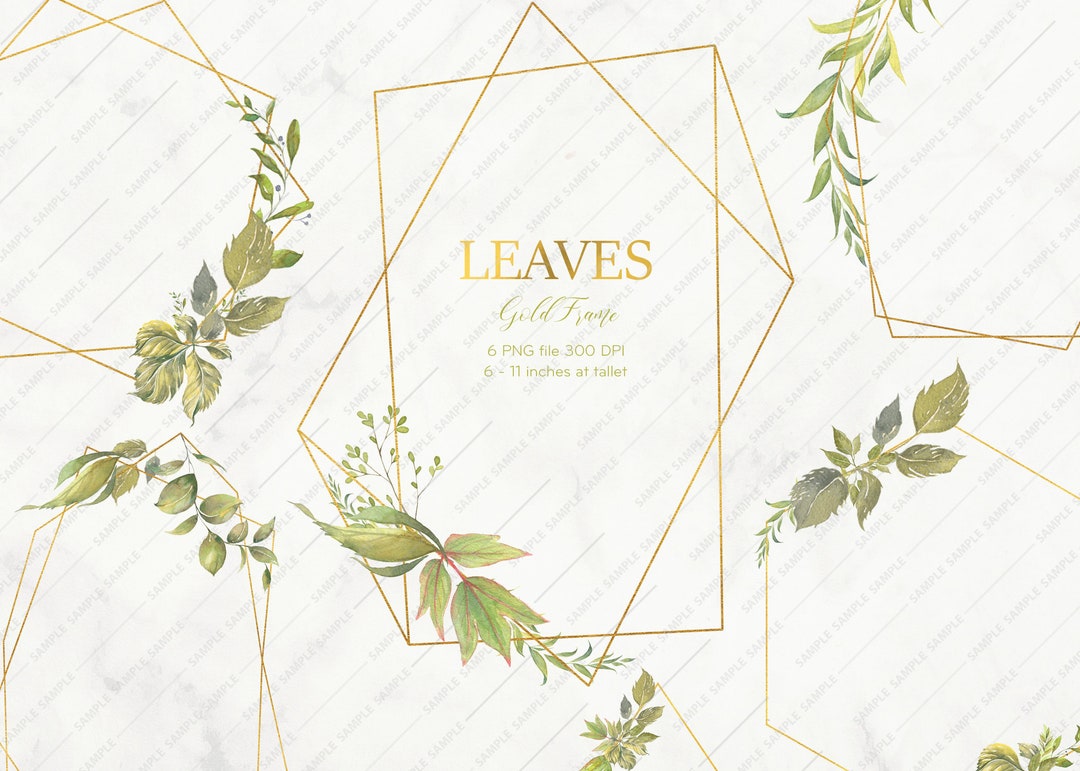 Clipart Frame Greenery,watercolor Greenery Geometric,frames Clip Art ...