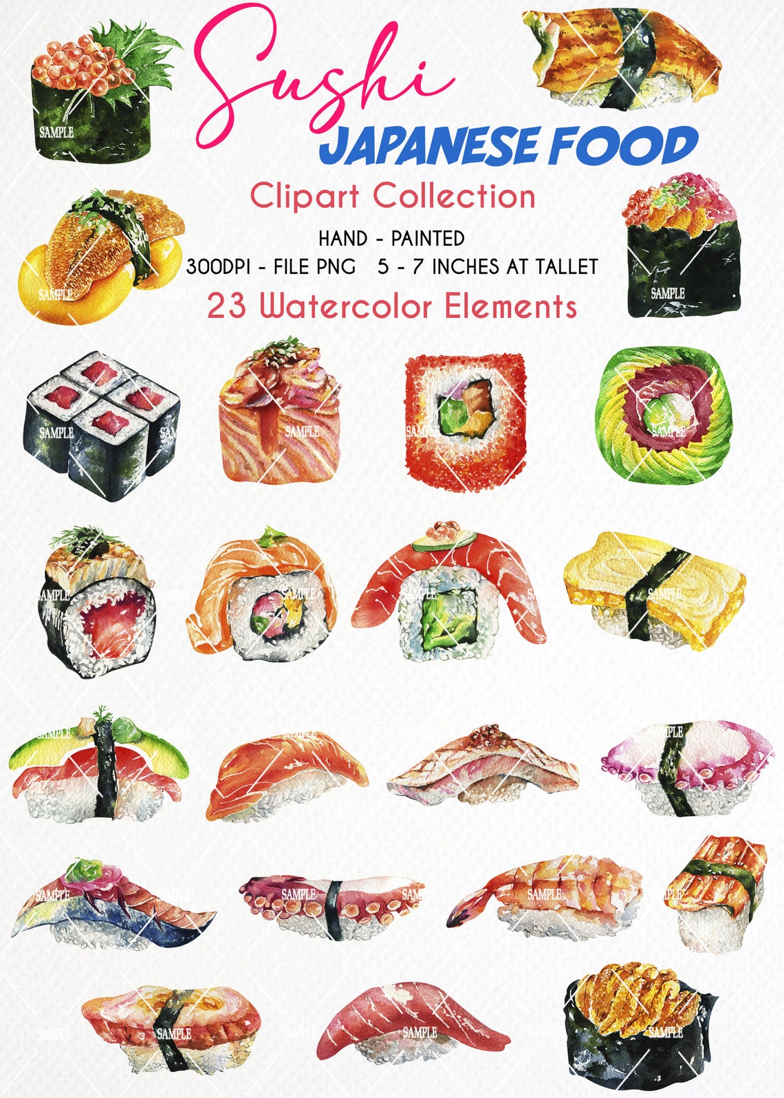 Sushi Watercolor Clipart,japanese Food,sushi Clipart Png,sushi Food ...