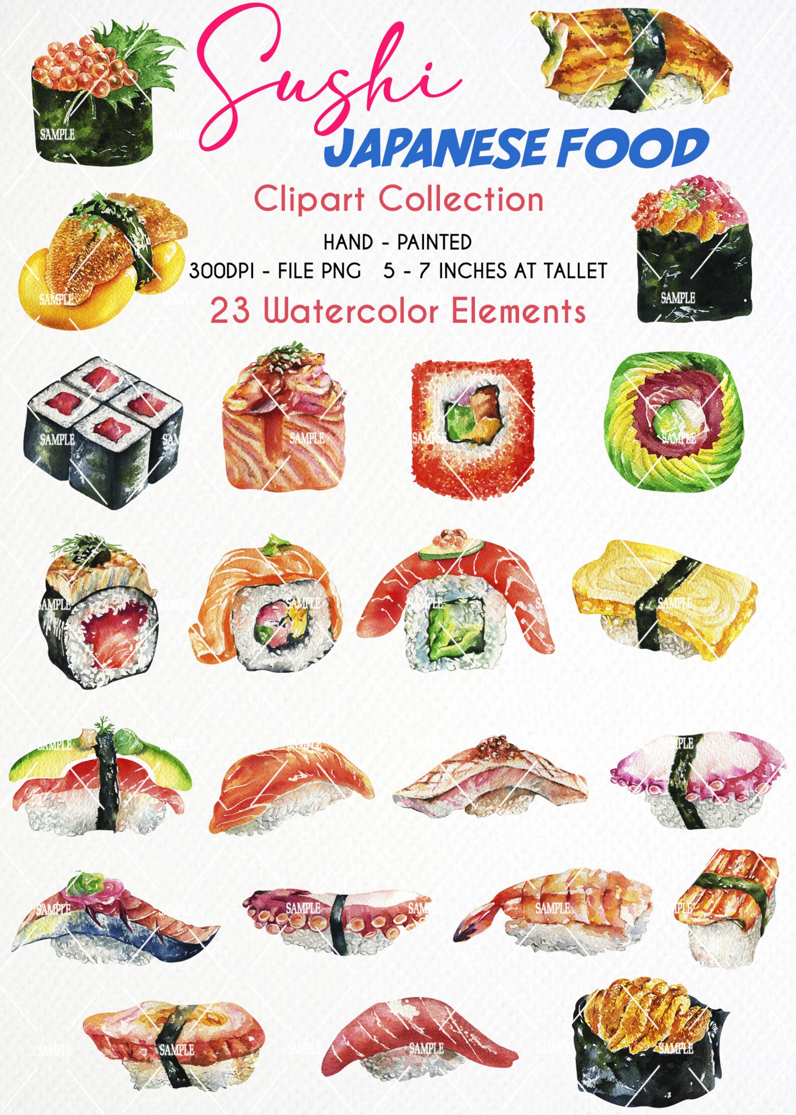 Sushi Watercolor Clipart,japanese Food,sushi Clipart Png,sushi Food ...