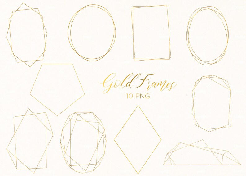 Gold Frame Clipart,golden Frames Png,geometric Polygon Wreath Clip Art ...