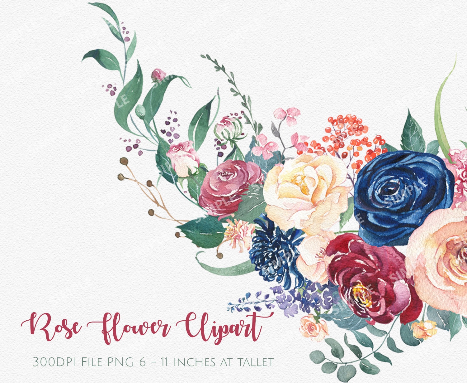 Marsala Flower Clipart,marsala Watercolor Flowers,boho Bordo Watercolor ...