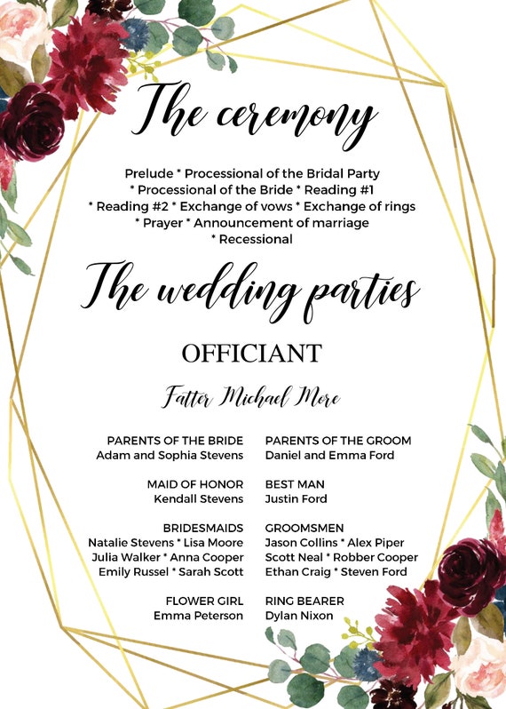 Paper Paper & Party Supplies ceremony WEWOWP_59 Flower Custom wedding ...