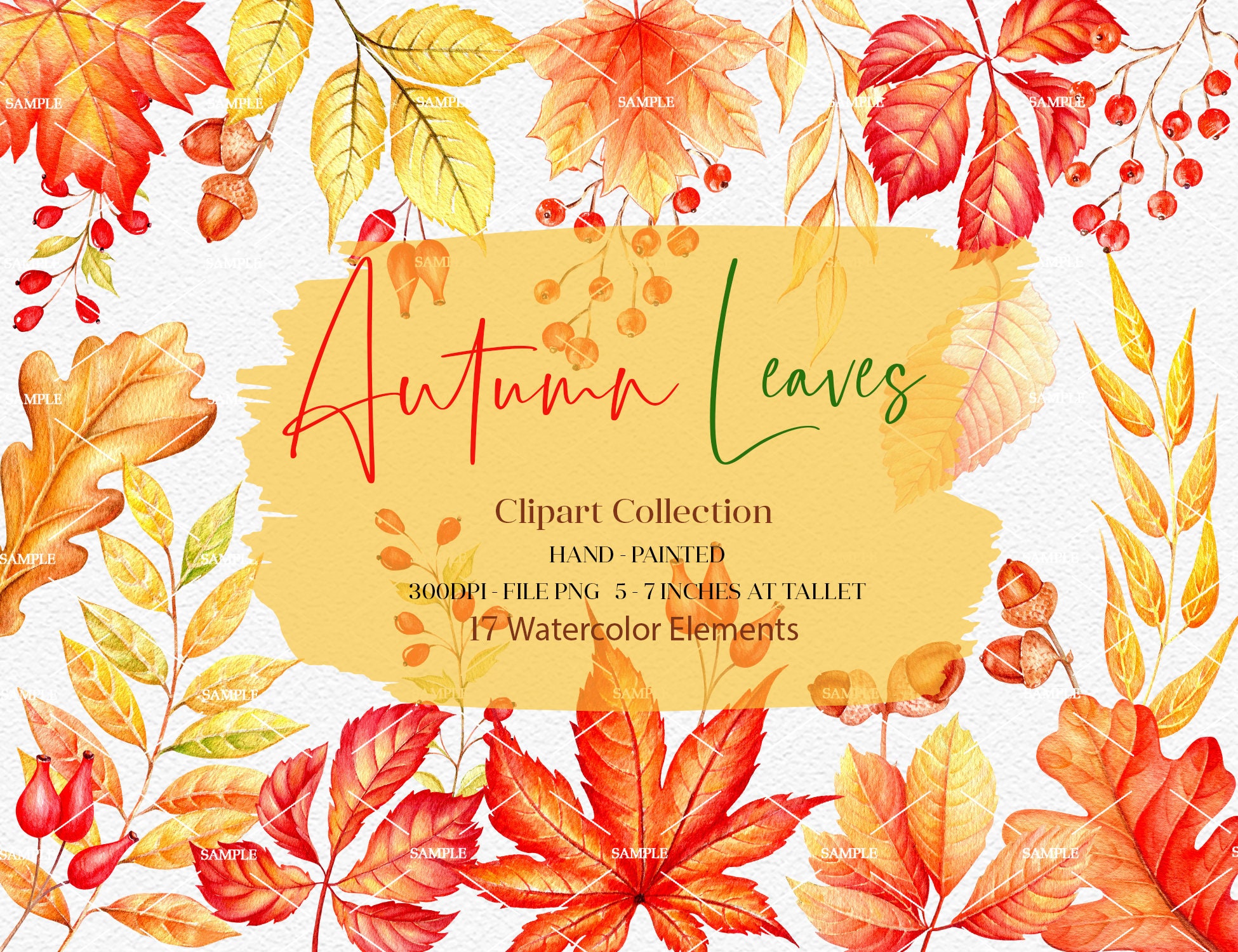 Watercolor Autumn Clipart, Watercolor Clipart, Fall Clipart, Autumn ...