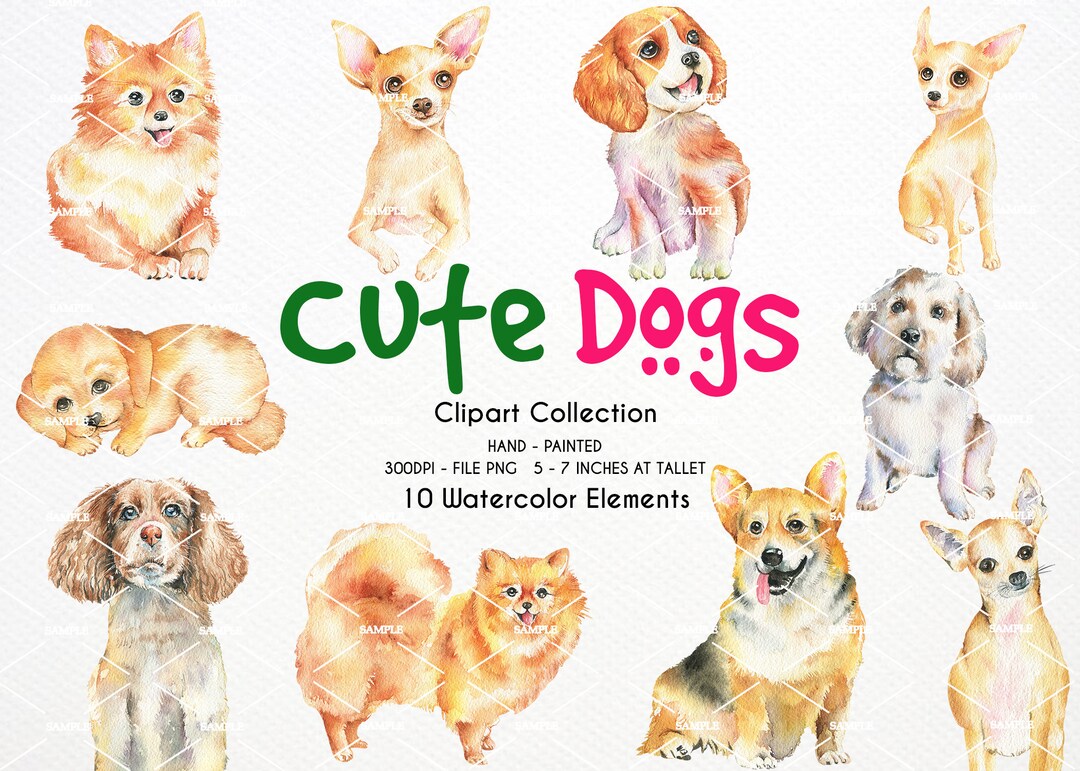 Dog Clipart Watercolor,pet Clipart,cute Dog Clipart,dog Clip Art,puppy ...