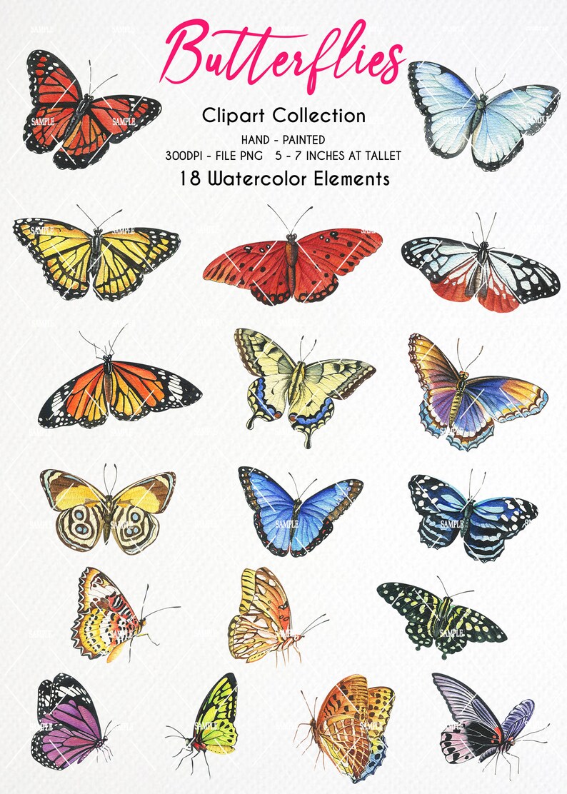 Watercolor Butterfly Clipart Gold Foil Butterfly Clipart | Etsy