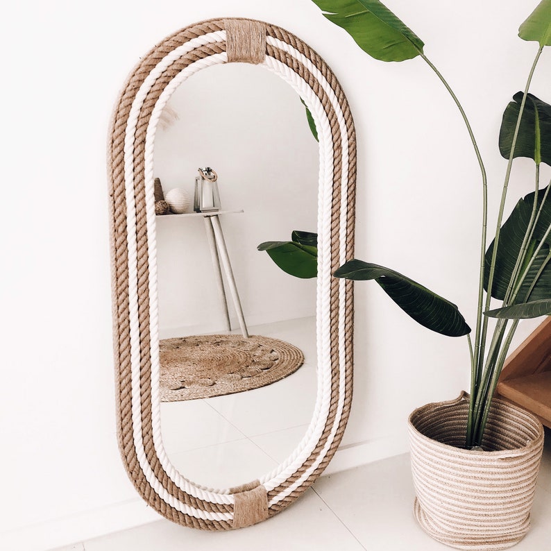 OVAL LARGE | 120cm X 60cm | OVAL Nautical Hampton Coastal Rope Mirror ...