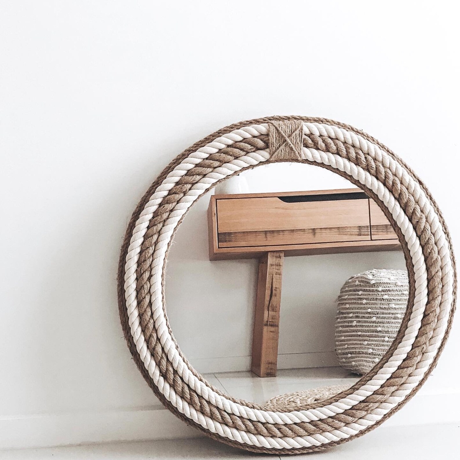 LARGE 80cm | 31.4inch Nautical Hampton Elegant Round Rope Mirror ...