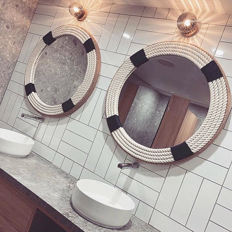 EXTRA LARGE 90cm | 35.4” NAVY Hampton Nautical Coastal Round Rope ...