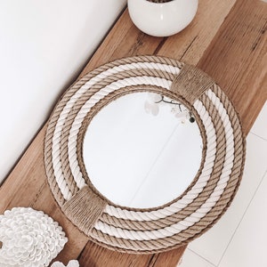 MEDIUM 60cm 23.6 Nautical Hampton Coastal Round Rope Mirror Twisted ...
