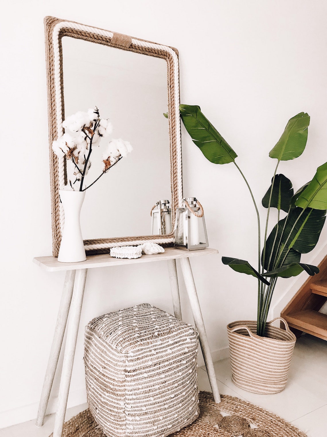 LARGE 90cm H X 75cm W | Hampton Nautical Coastal Themed Rectangle Rope ...