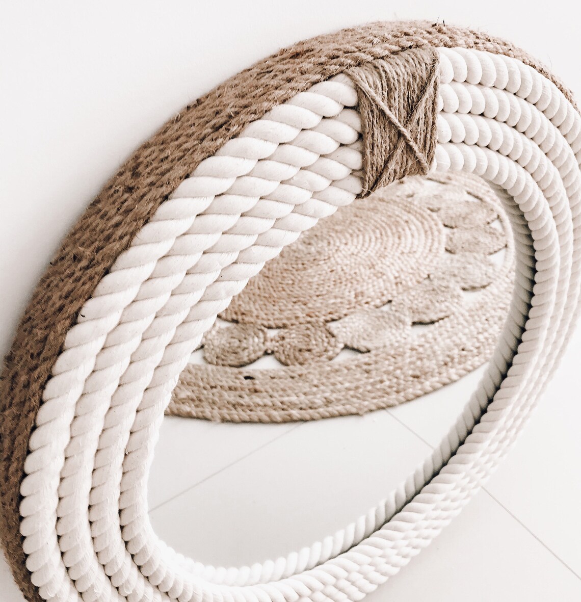 LARGE 80cm | 31.4inch Nautical Hampton Elegant Round Rope Mirror ...