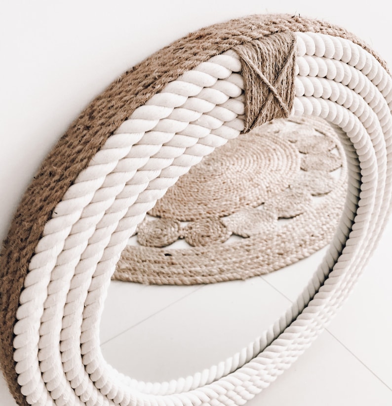 LARGE 80cm | 31.4inch Nautical Hampton Elegant Round Rope Mirror ...