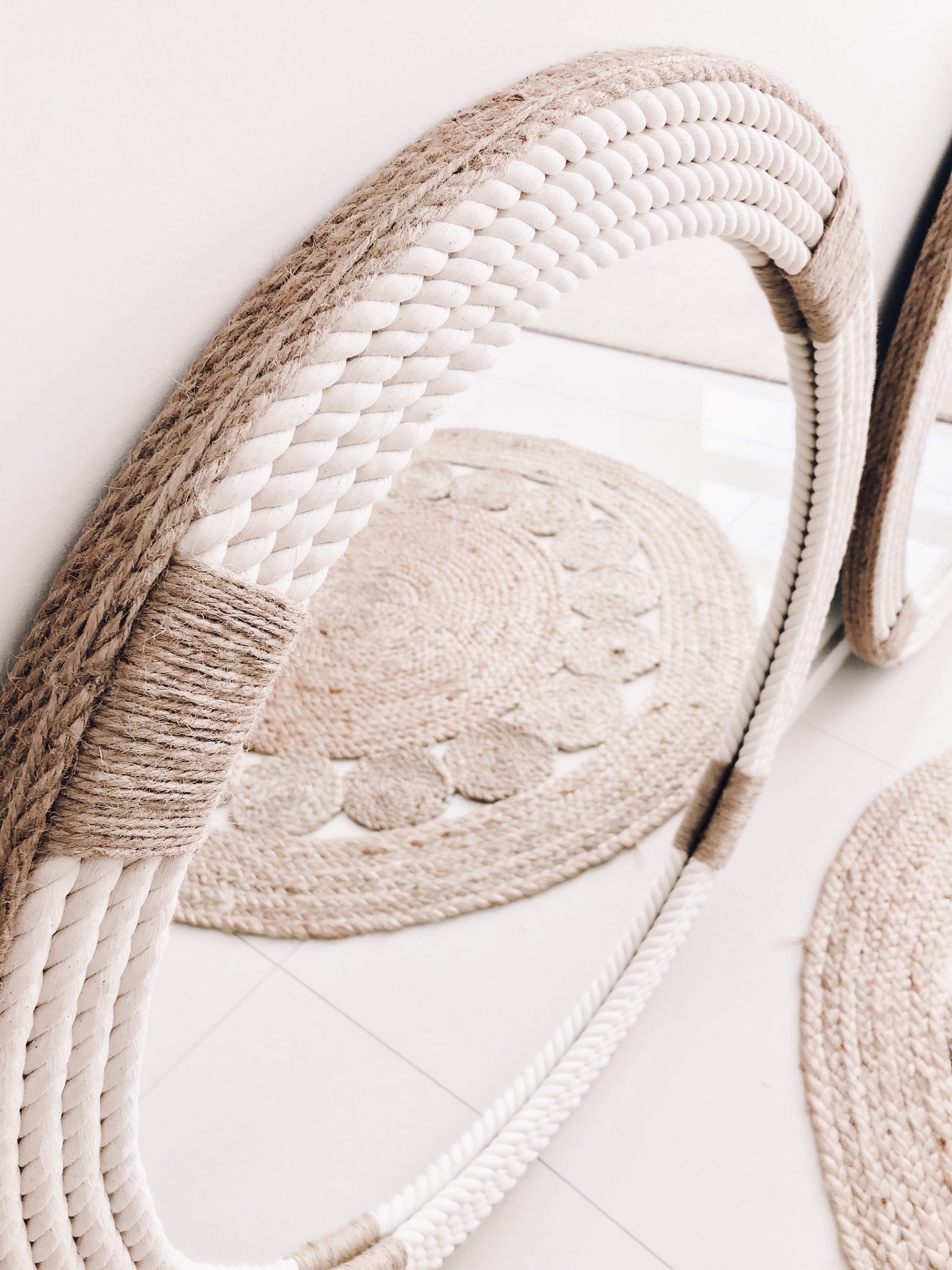 LARGE 80cm | 31.4inch Hampton Nautical Coastal Round Rope Mirror Home ...