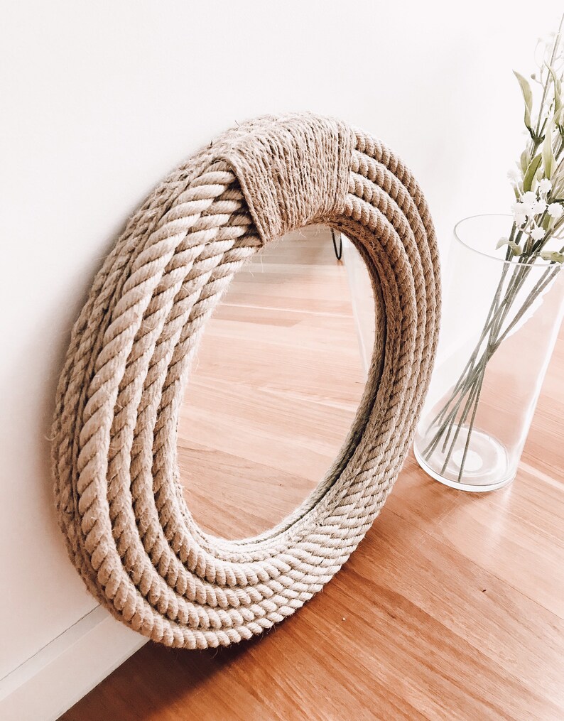 SMALL 41cm | 16inch Nautical Hampton Coastal Round Rope Mirror Twisted ...