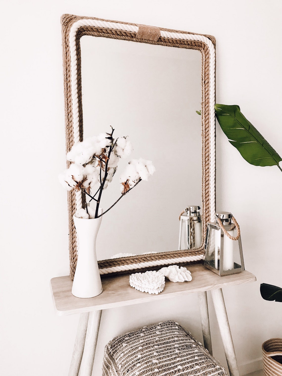 LARGE 90cm H X 75cm W | Hampton Nautical Coastal Themed Rectangle Rope ...