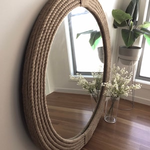 EXTRA LARGE | 90cm | 35.4" Nautical Hampton Coastal Round Rope Mirror ...