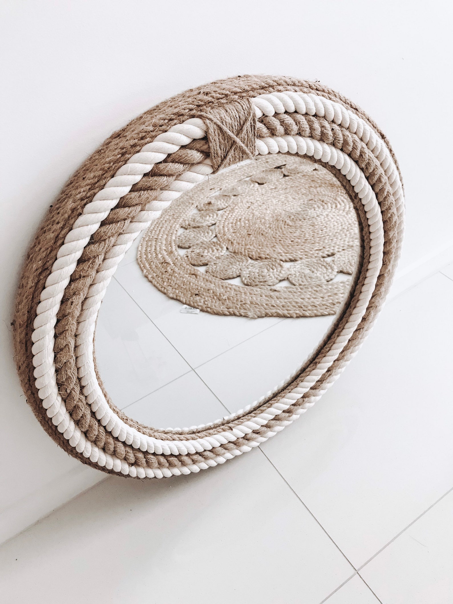MEDIUM 60cm | 23.6" Nautical Hampton Coastal Round Rope Mirror Twisted ...
