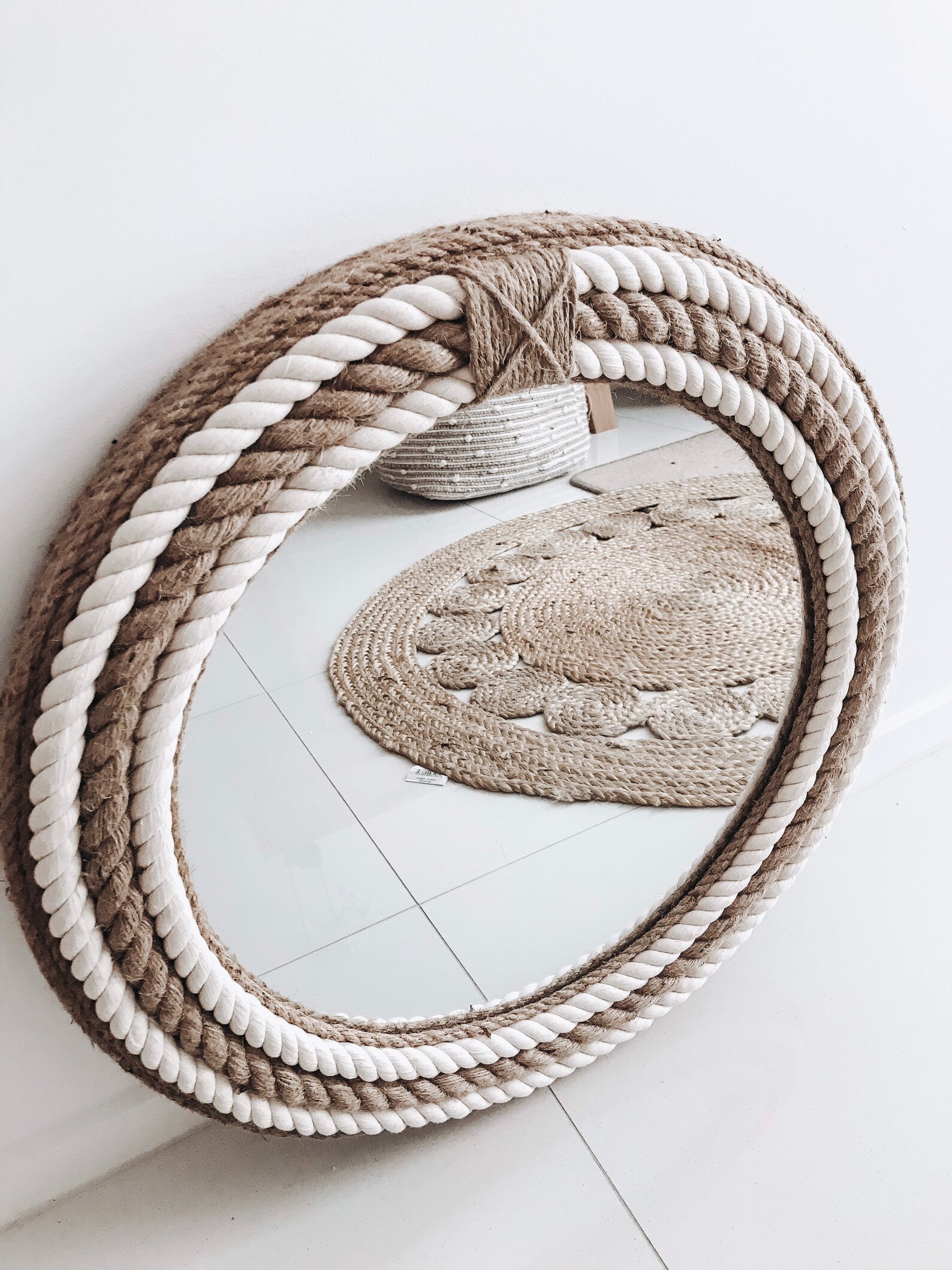 LARGE 80cm | 31.4inch Nautical Hampton Elegant Round Rope Mirror ...
