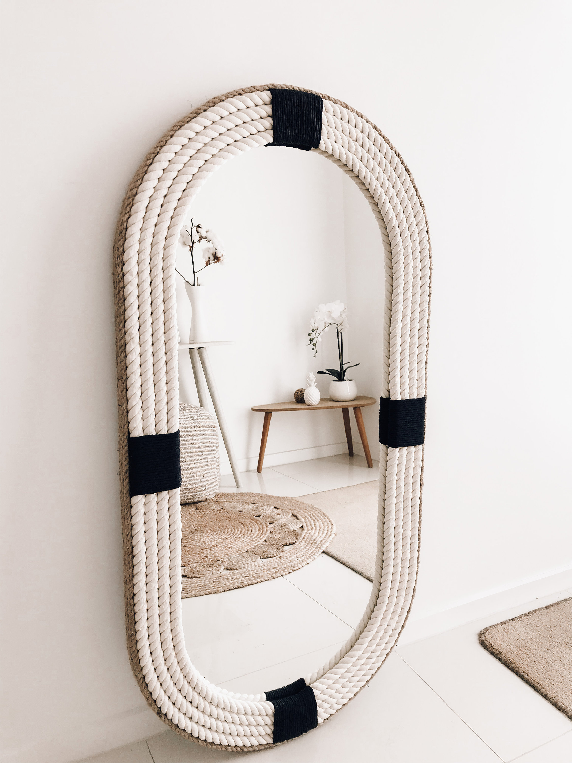 OVAL LARGE | 120cm X 60cm | OVAL Navy Nautical Hampton Coastal Rope ...