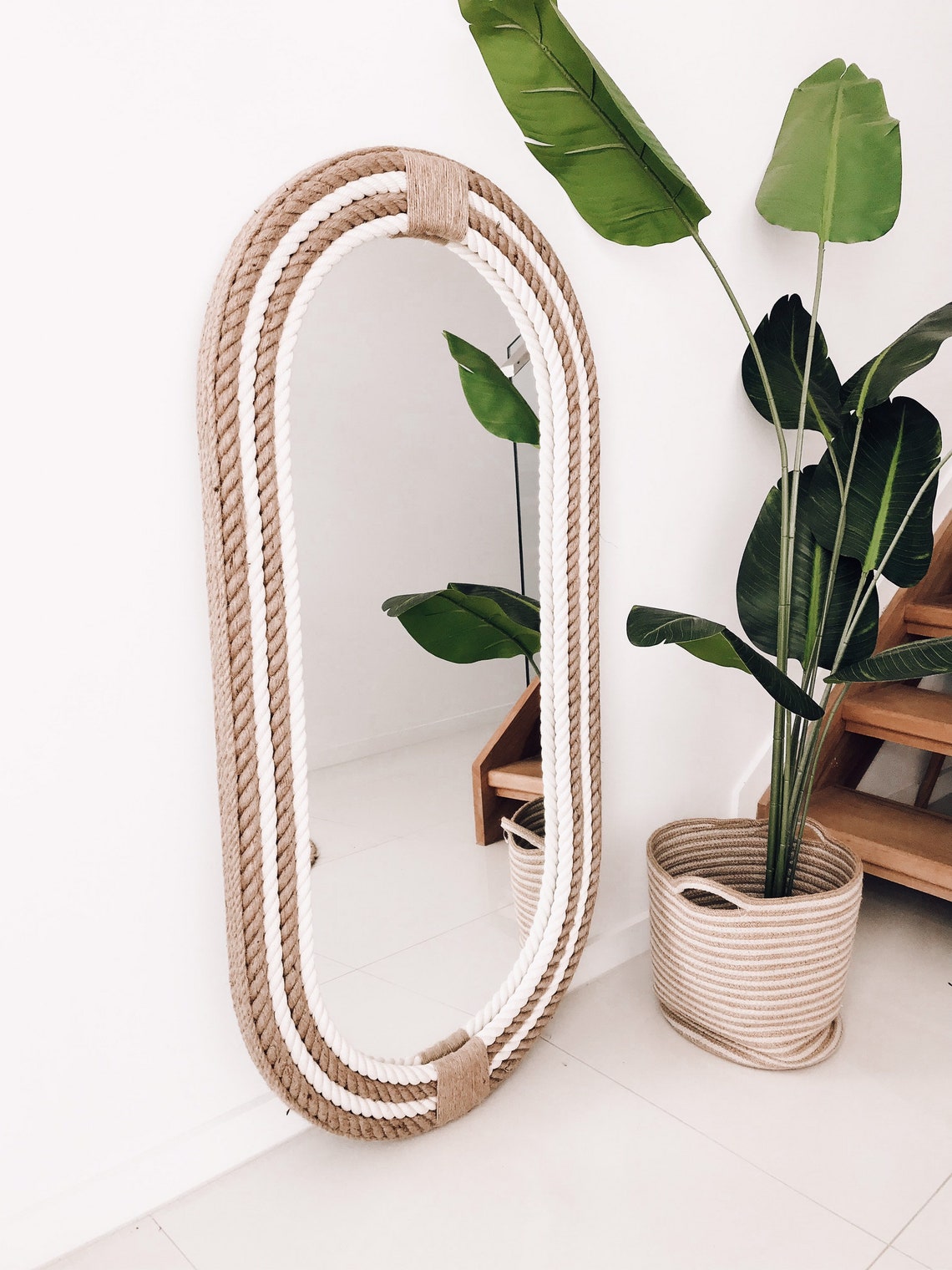 OVAL LARGE | 120cm X 60cm | OVAL Nautical Hampton Coastal Rope Mirror ...