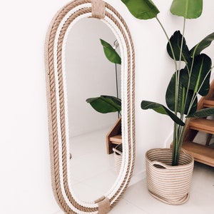 OVAL LARGE | 120cm X 60cm | OVAL Nautical Hampton Coastal Rope Mirror ...