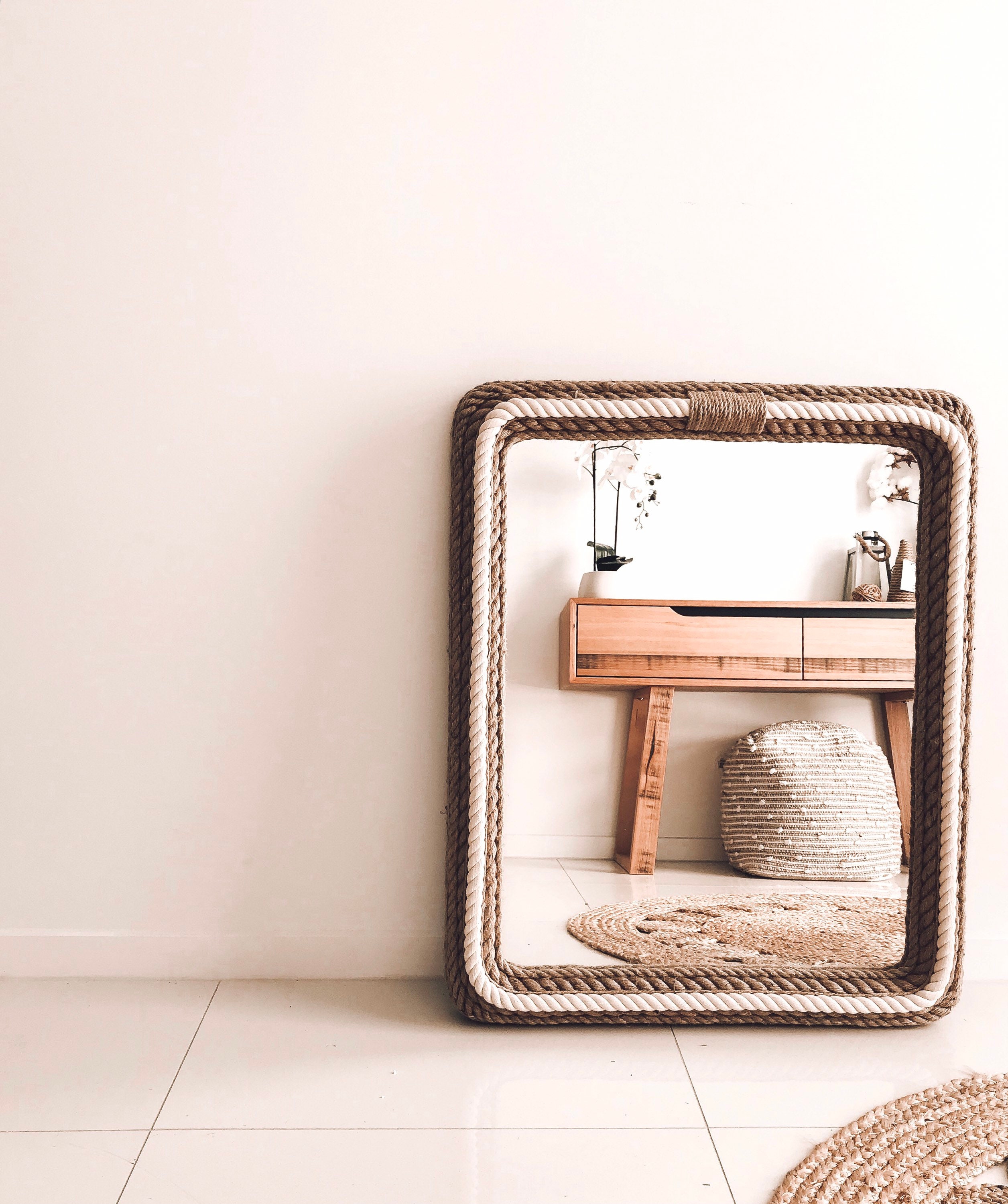 LARGE 90cm H X 75cm W | Hampton Nautical Coastal Themed Rectangle Rope ...