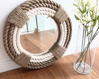 SMALL 41cm 16inch Nautical Hampton Elegant Round Rope Mirror | Etsy