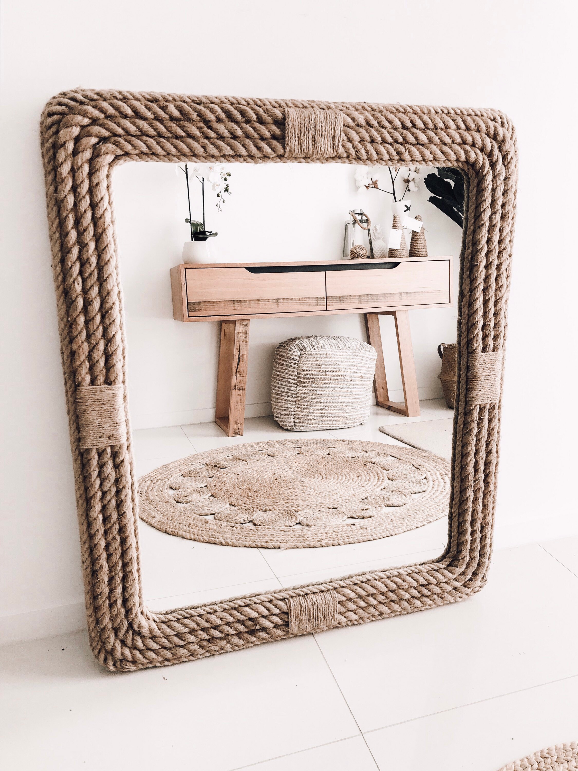 LARGE 90cm H X 75cm W | Hampton Nautical Coastal Themed Rectangle Rope ...
