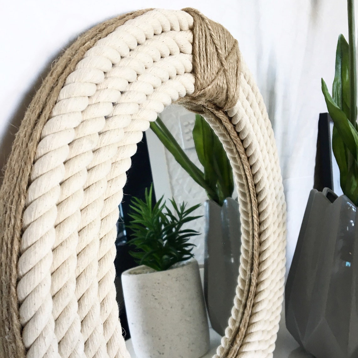 LARGE 80cm | 31.4inch Nautical Hampton Elegant Round Rope Mirror ...