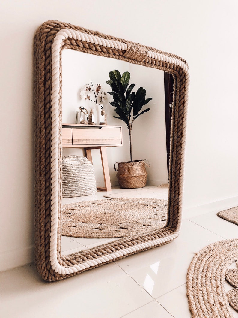 LARGE 90cm H X 75cm W | Hampton Nautical Coastal Themed Rectangle Rope ...