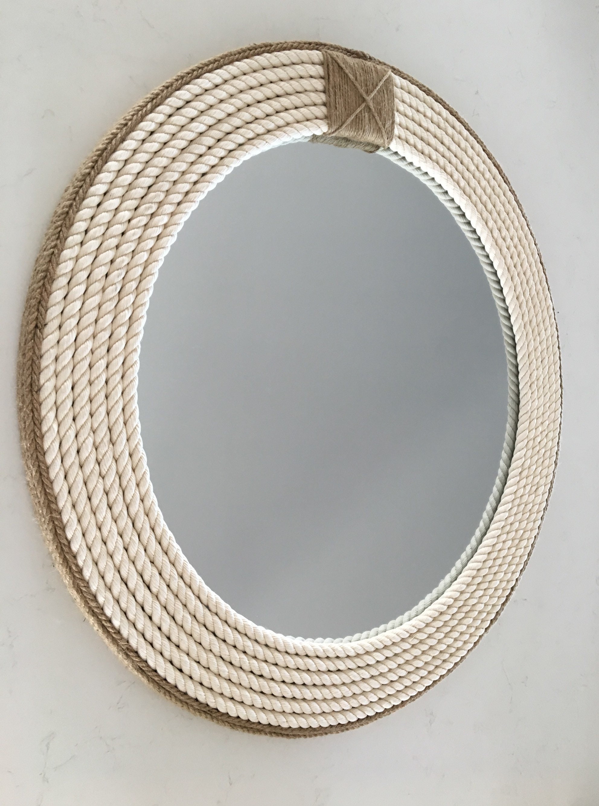 LARGE 80cm | 31.4inch Nautical Hampton Elegant Round Rope Mirror ...