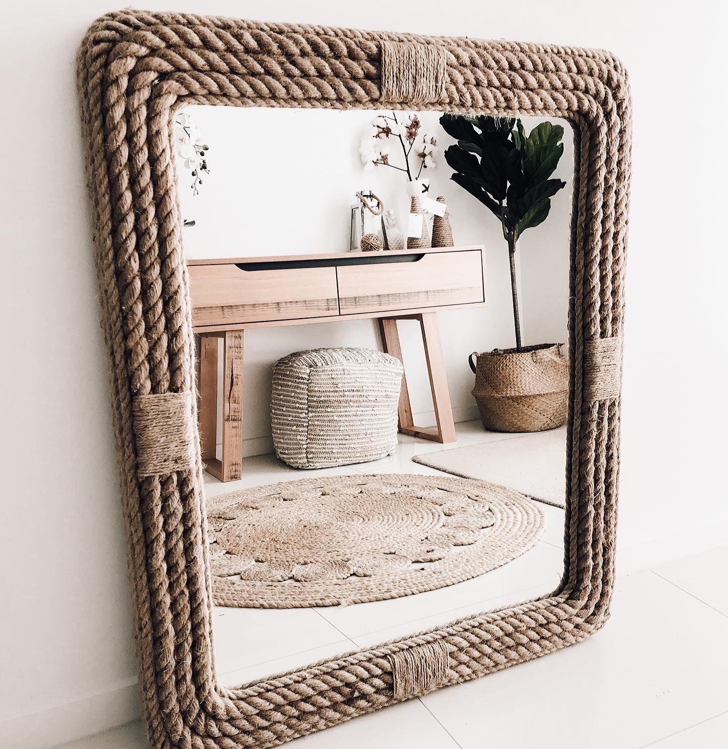 LARGE 90cm H X 75cm W | Hampton Nautical Coastal Themed Rectangle Rope ...