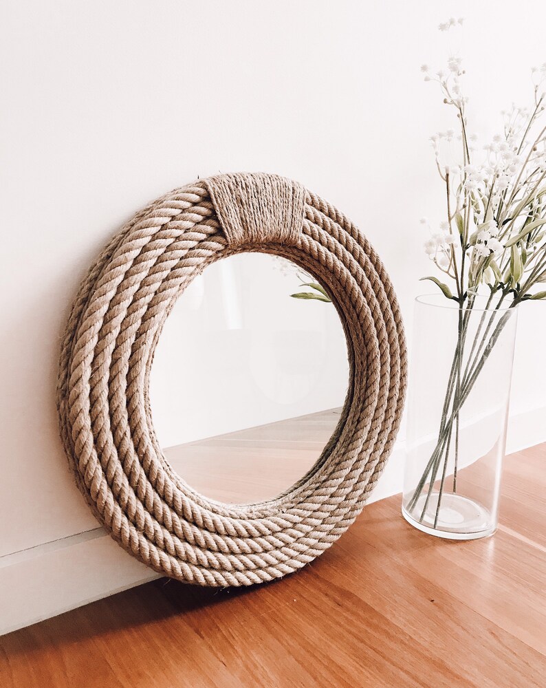 SMALL 41cm | 16inch Nautical Hampton Coastal Round Rope Mirror Twisted ...