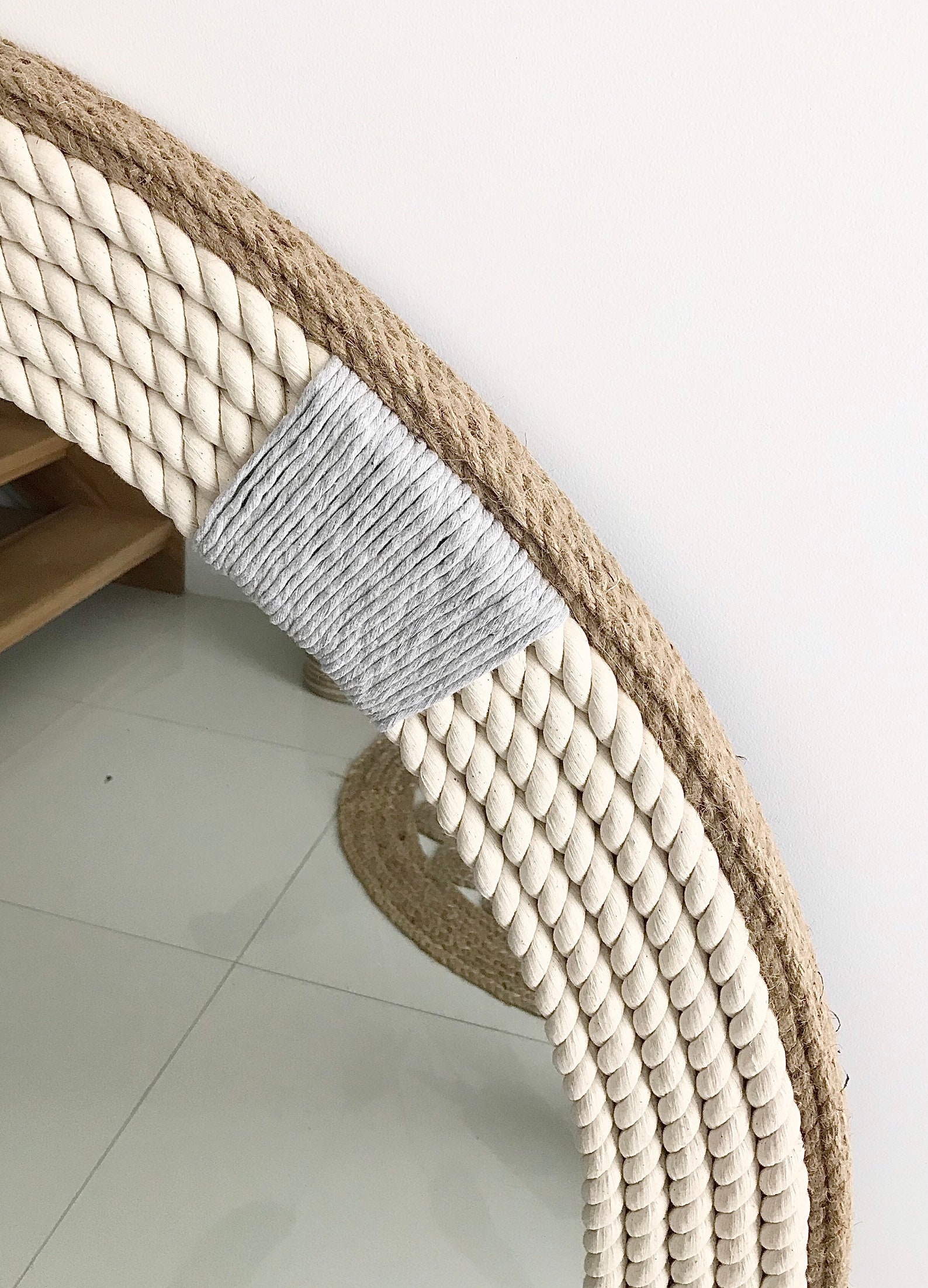 LARGE 80cm | 31.4inch GREY Hampton Nautical Coastal Round Rope Mirror ...