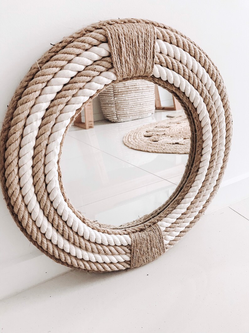 SMALL 41cm | 16inch Nautical Hampton Elegant Round Rope Mirror Twisted ...