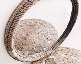 LARGE 80cm 31.4inch Hampton Nautical Coastal Round Rope Mirror Home ...