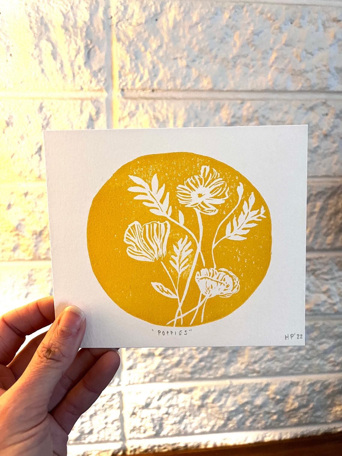Poppy Botanical Mini Linocut Relief Print - Etsy