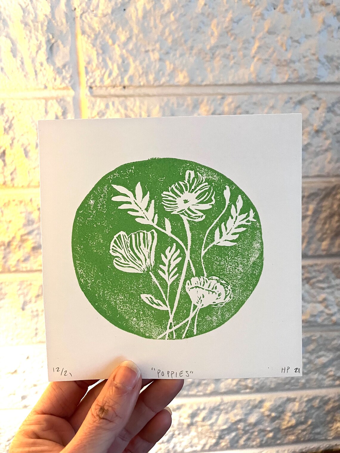 Poppy Botanical Mini Linocut Relief Print - Etsy