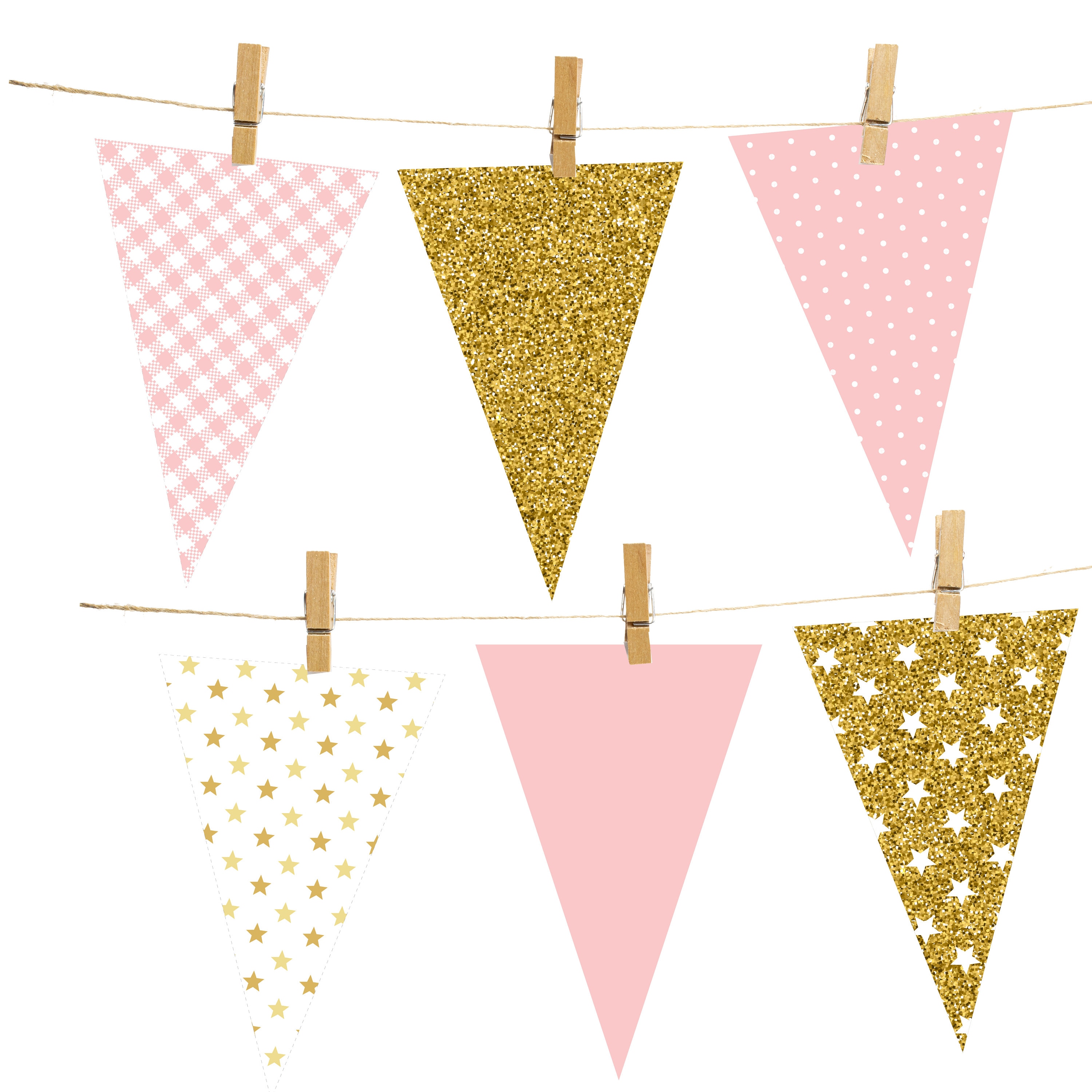 Set de banderines para descarga inmediata en dorado y rosa. Banners ...