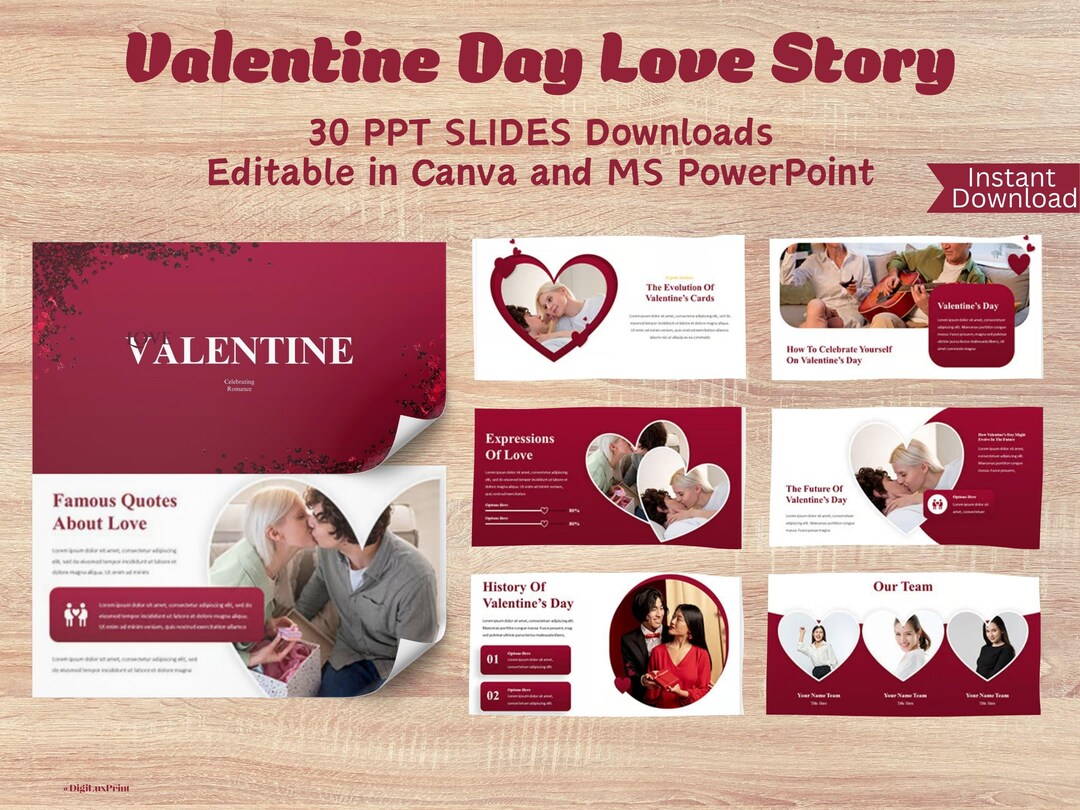 Valentine Love Story Presentation| 30 Slides | Canva & PPT Template ...