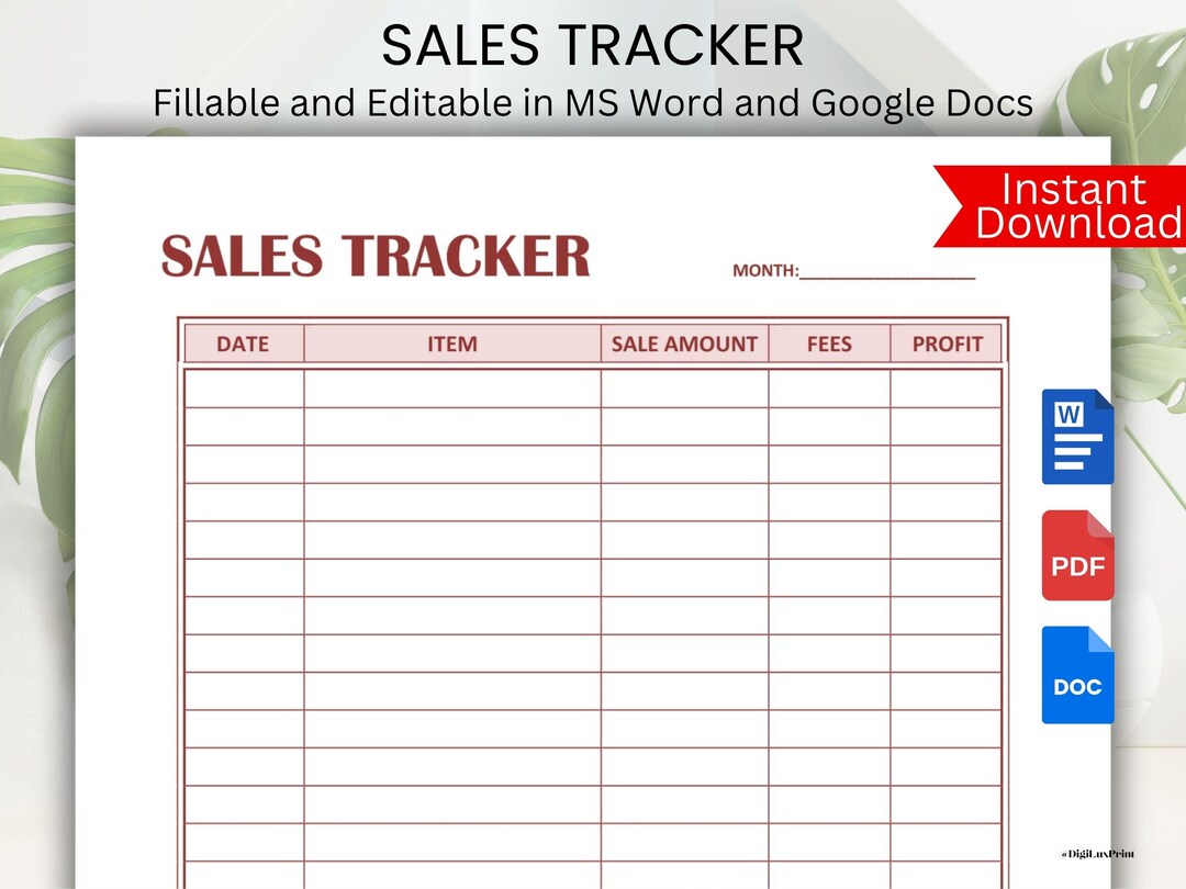 Editable Sales Tracker, Sales Log, Sales Tracking Sheet, Sales Report, Sales Performance Tracker ...