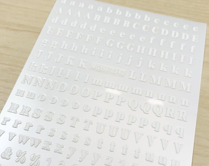 Tiny White Alphabet and Number Stickers | Uppercase and Lowercase ...