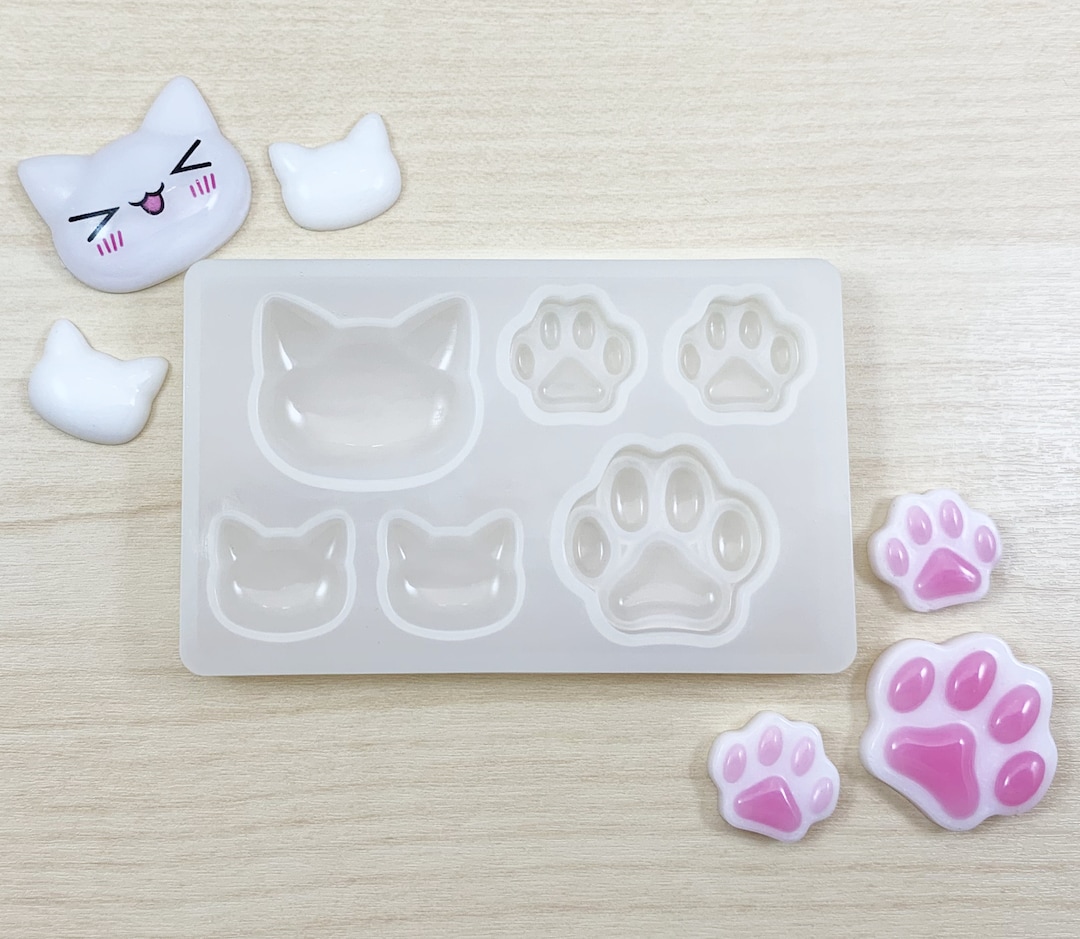 Cat and Paw Silicone Mold | Cute Kitty Cat Resin Mold | Neko UV Resin ...