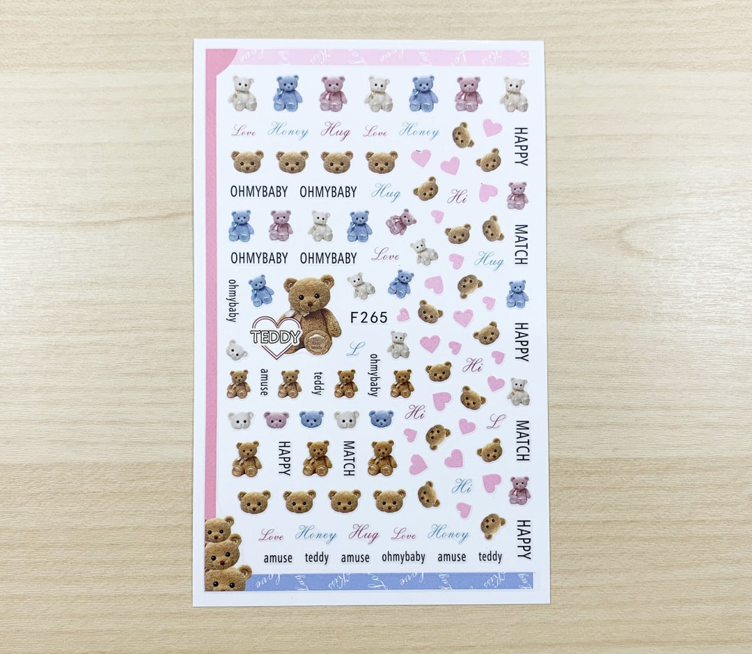 Tiny Cute Realistic Teddy Bear Stickers Kawaii Animal Plush Toy Decal ...