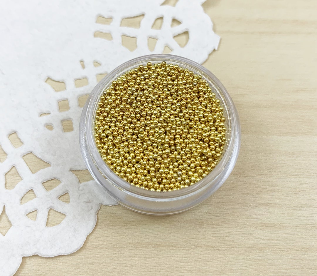 1mm Tiny Gold Microbeads Gold Color Metal Ball Caviar for Nail Art ...