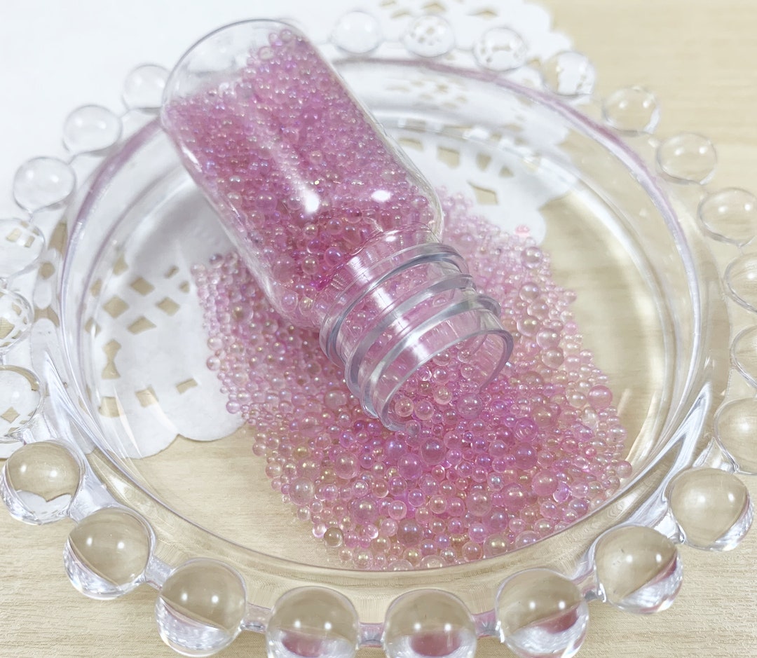 Tiny Pink Iridescent Microbeads | Transparent Pink Glass Caviar - No ...