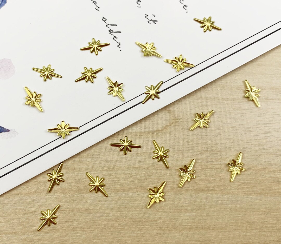 Mini Gold Sparkle Embellishments Metal Spark Cross Decorations Star ...