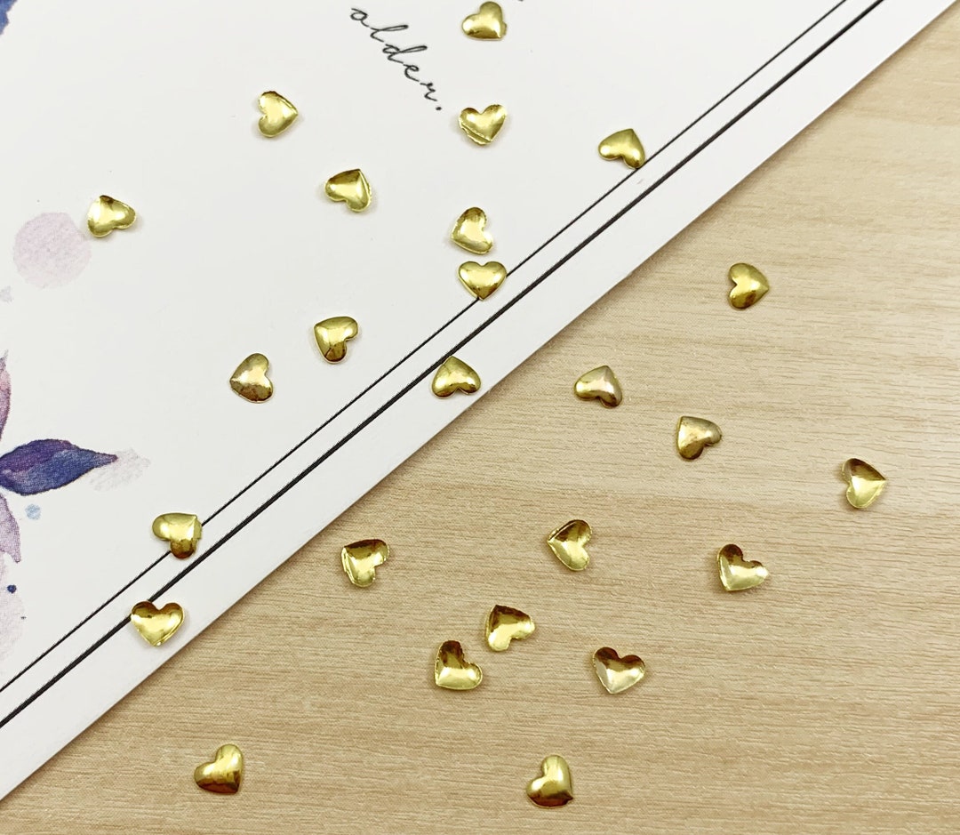 Tiny Gold Heart Embellishments Metal Heart Decorations Resin Inclusions ...