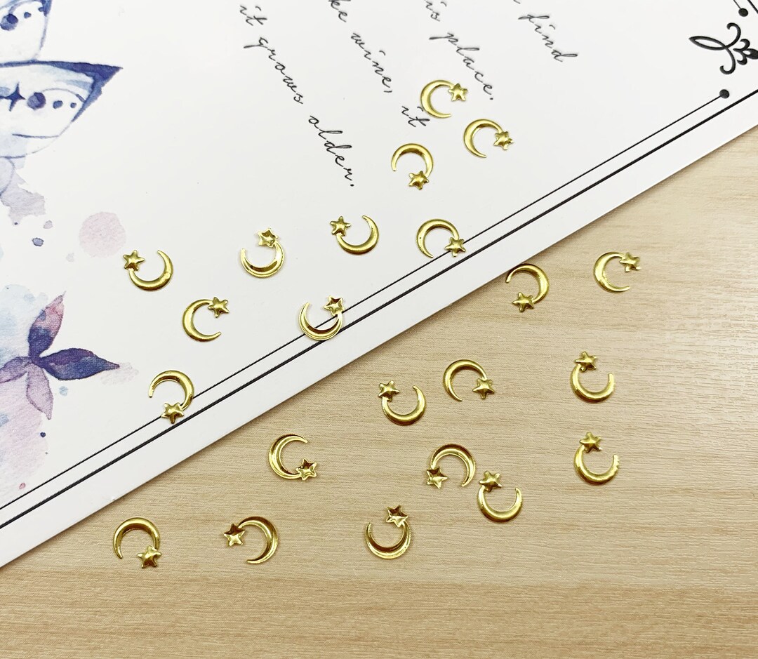 Mini Gold Star & Crescent Moon Embellishments | Metal Moon Resin ...