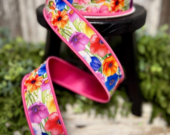 Spring Ribbon, 10YD, Ribbon for Wreaths, 1.5" Ribbon, Bright Floral ...